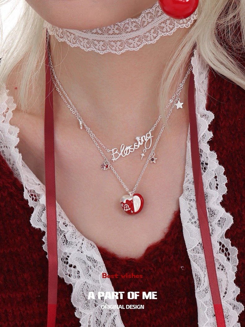 Snow Apple House 18K Platinum Plating Christmas Double Layer Necklace ...